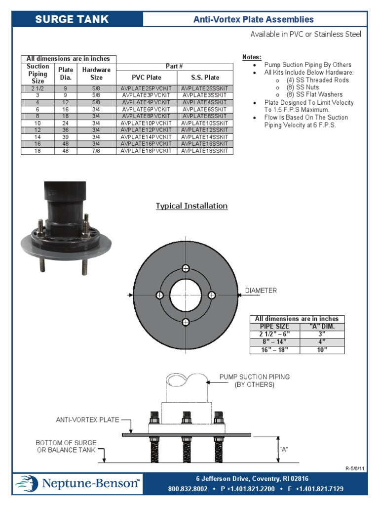 Neptune Benson ANTI VORTEX - PLATES Tech - Data PDF | PDF | Pipe (Fluid ...