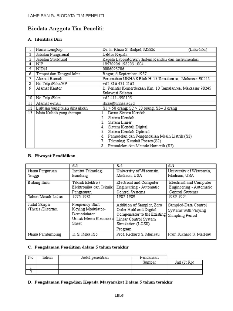 Biodata Rhiza S Sadjad | PDF