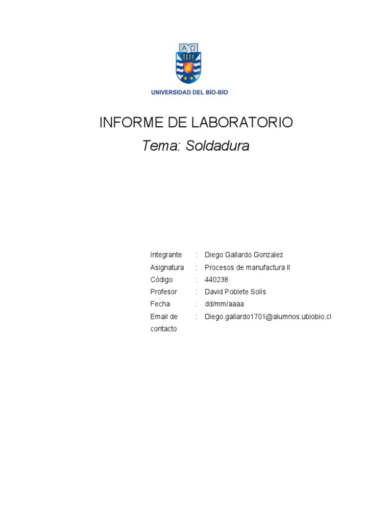 Formato Informe Ubb | PDF | Soldadura | Construcción