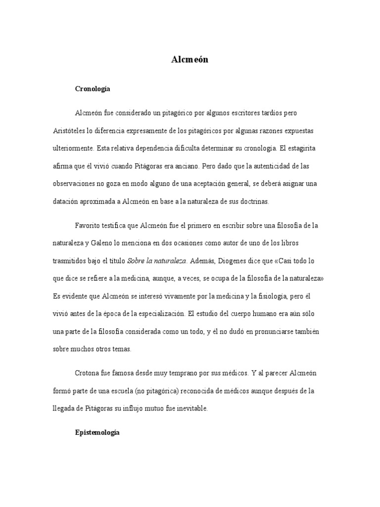 Alcmeón | PDF | Alma | Pitágoras