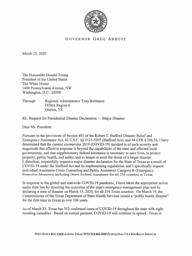 Gov Letter | PDF | Federal Emergency Management Agency | Emergency ...