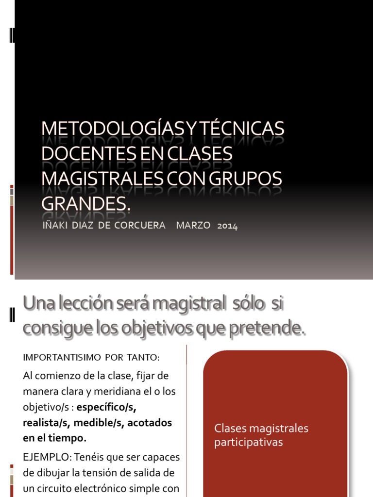 Referente de Clase Magistral | PDF | Prueba (evaluación) | Aprendizaje