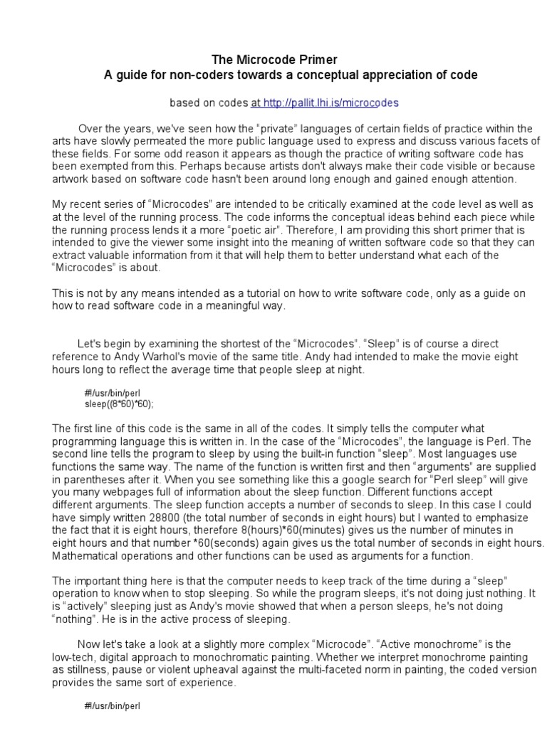 The Microcode Primer A Guide For Non-Coders Towards A Conceptual Appreciation of Code | PDF ...