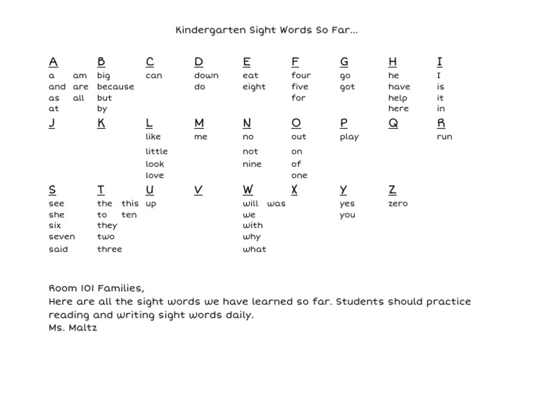 Sight Word Review 2019-2020 | PDF