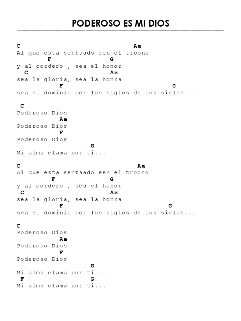 Poderoso Dios: Letra y Acordes | PDF
