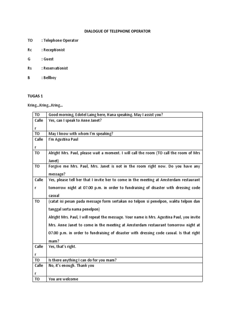 Hotel Telephone Operator Scripts | PDF | Indonesian Rupiah | Nature