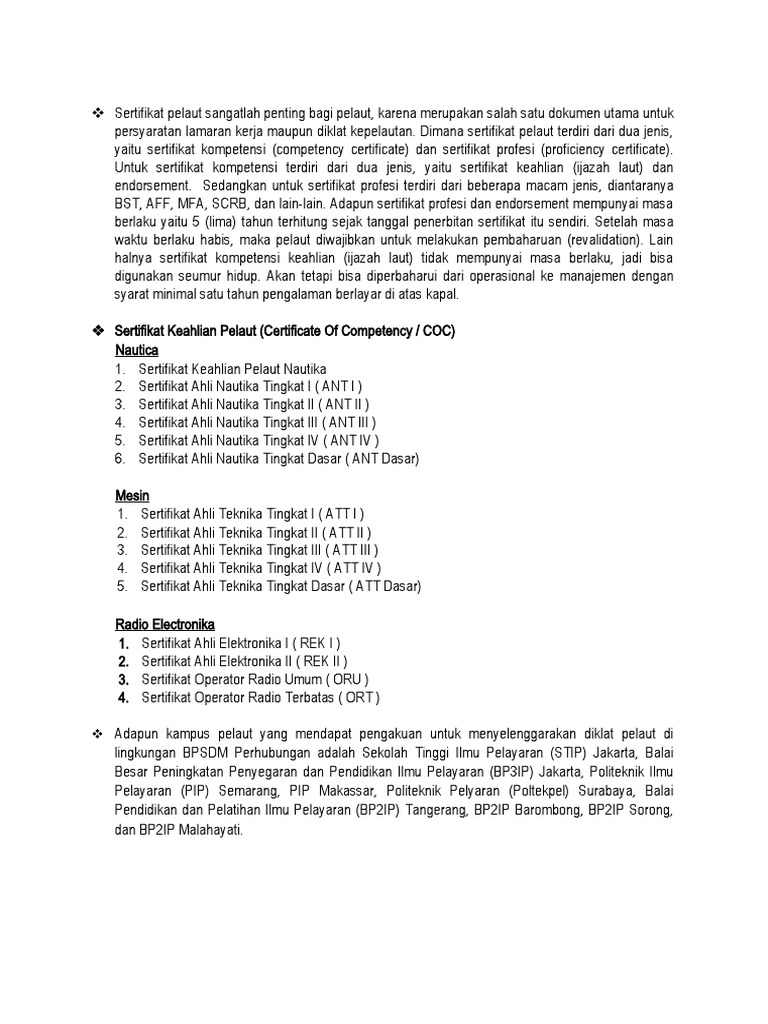 COP Dan COC PELAUT | PDF