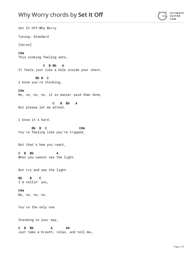 Why Worry Chords by Set It Offtabs at Ultimate Guitar Archive PDF | PDF