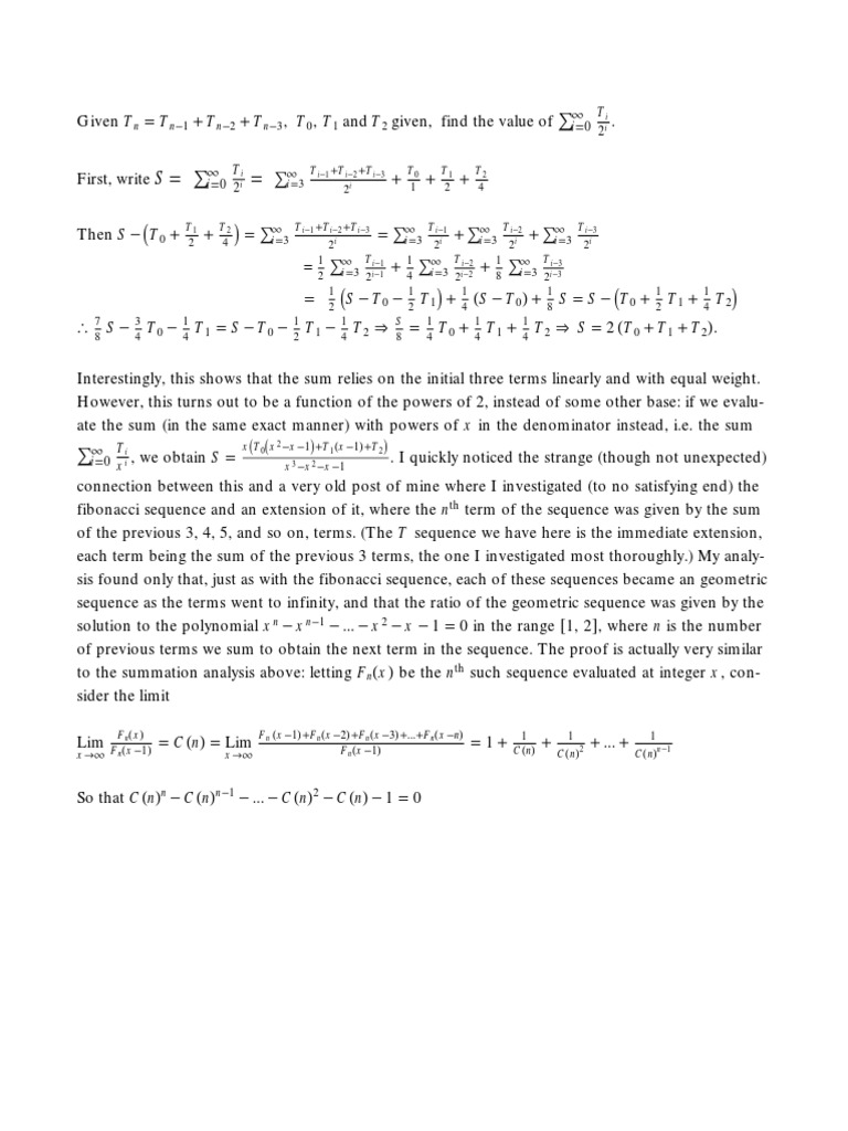 Assorted Problems | PDF | Summation | Sequence
