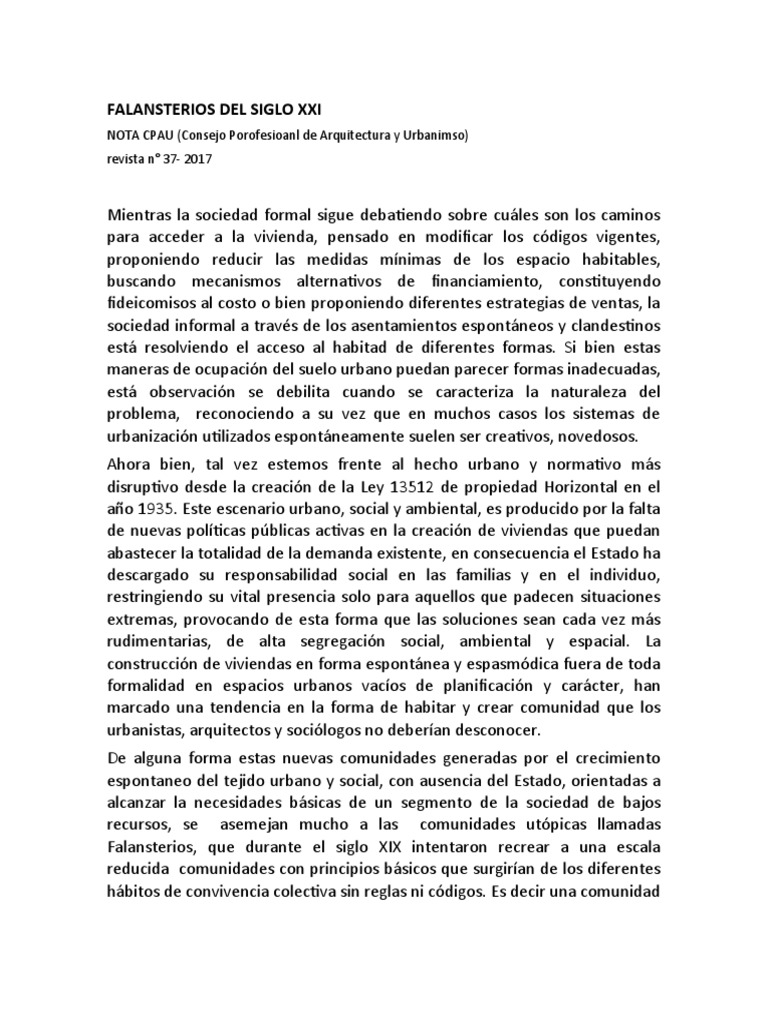 Falansterio Del Siglo Xxi 2020 | PDF | Urbanismo | Science