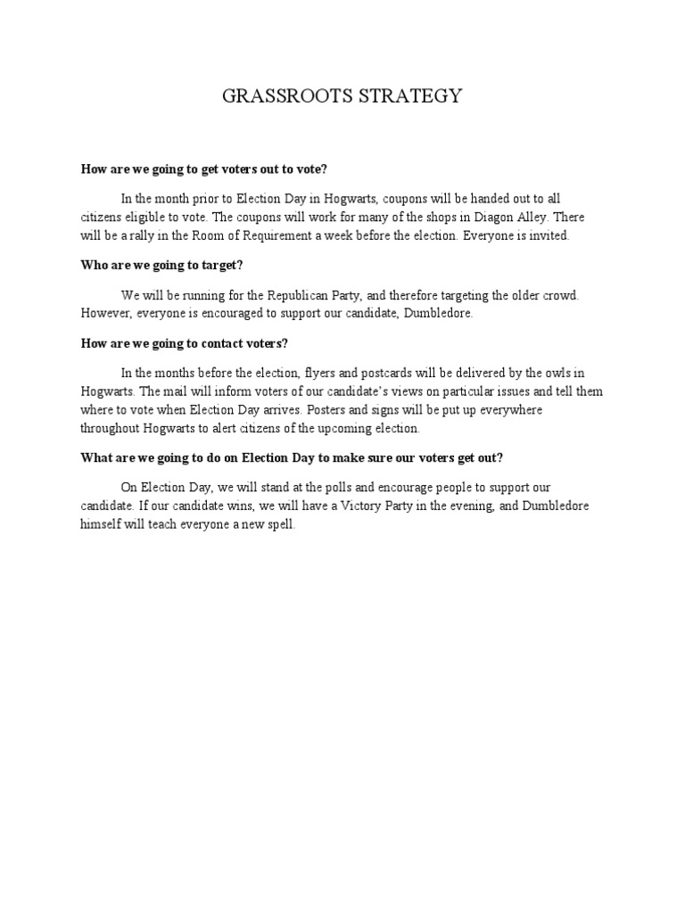 Grass Roots Strategy | PDF