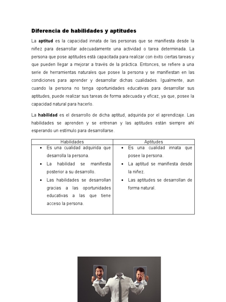 Diferencia de Habilidades y Aptitudes | PDF