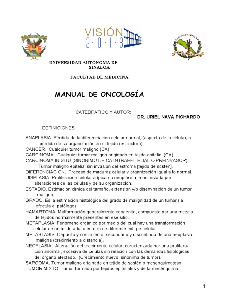 MANUAL DE ONCOLOGIA (Autoguardado) | PDF | Biopsia | Cáncer