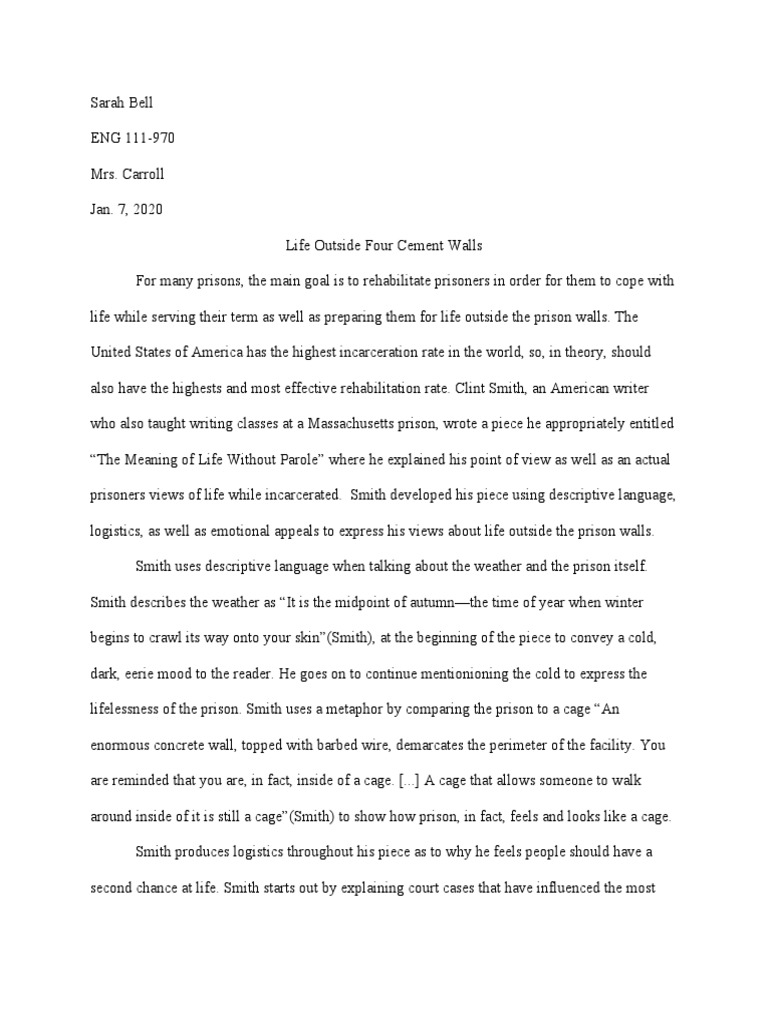 The Meaning of Life Without Parole - Rough Draft 1 | PDF | Prison ...