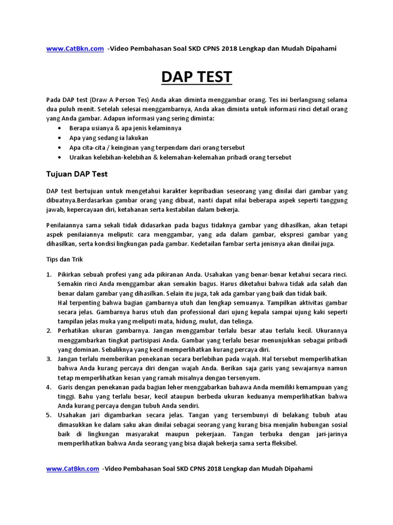 Soal Tes CPNS 2018-Psikotes (Dap Test) | PDF