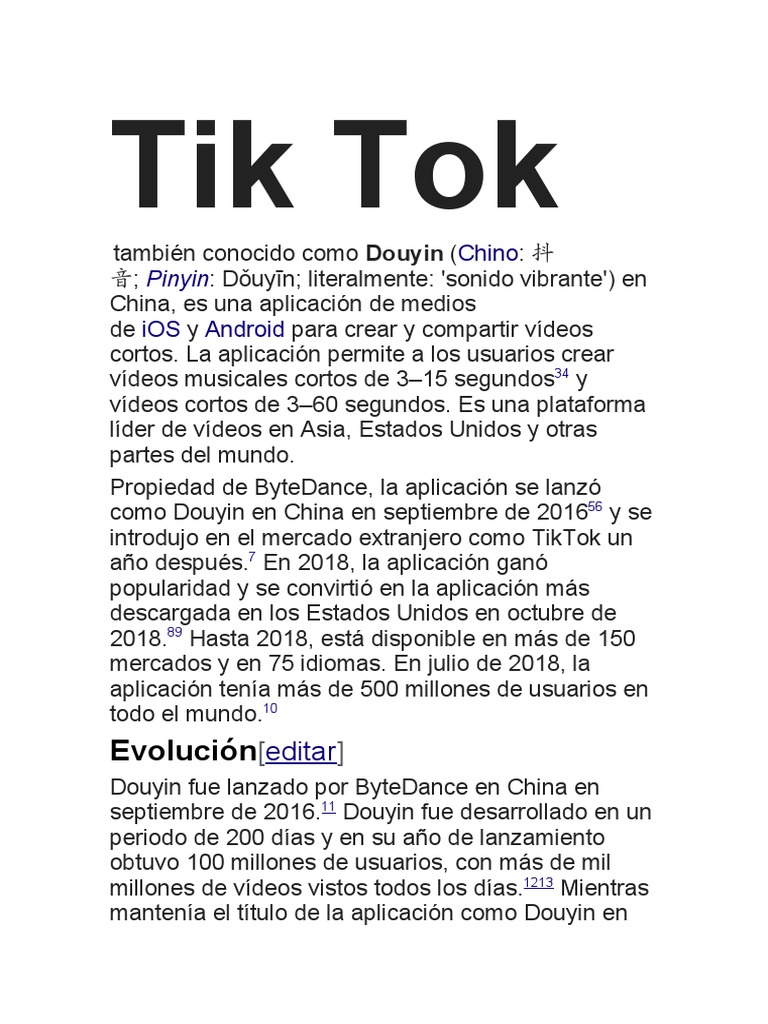 Tik Tok | PDF | Servicios en línea | Software social