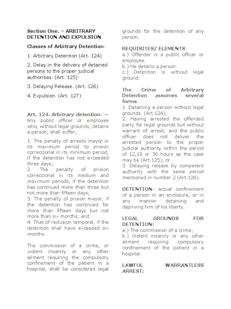 Arbitrary Detention | Download Free PDF | Detention (Imprisonment) | Arrest