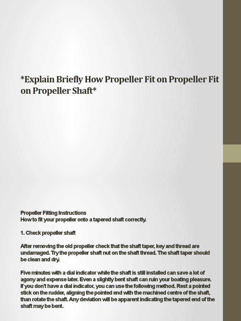 Explain Briefly How Propeller Fit On Propeller | PDF | Propeller ...