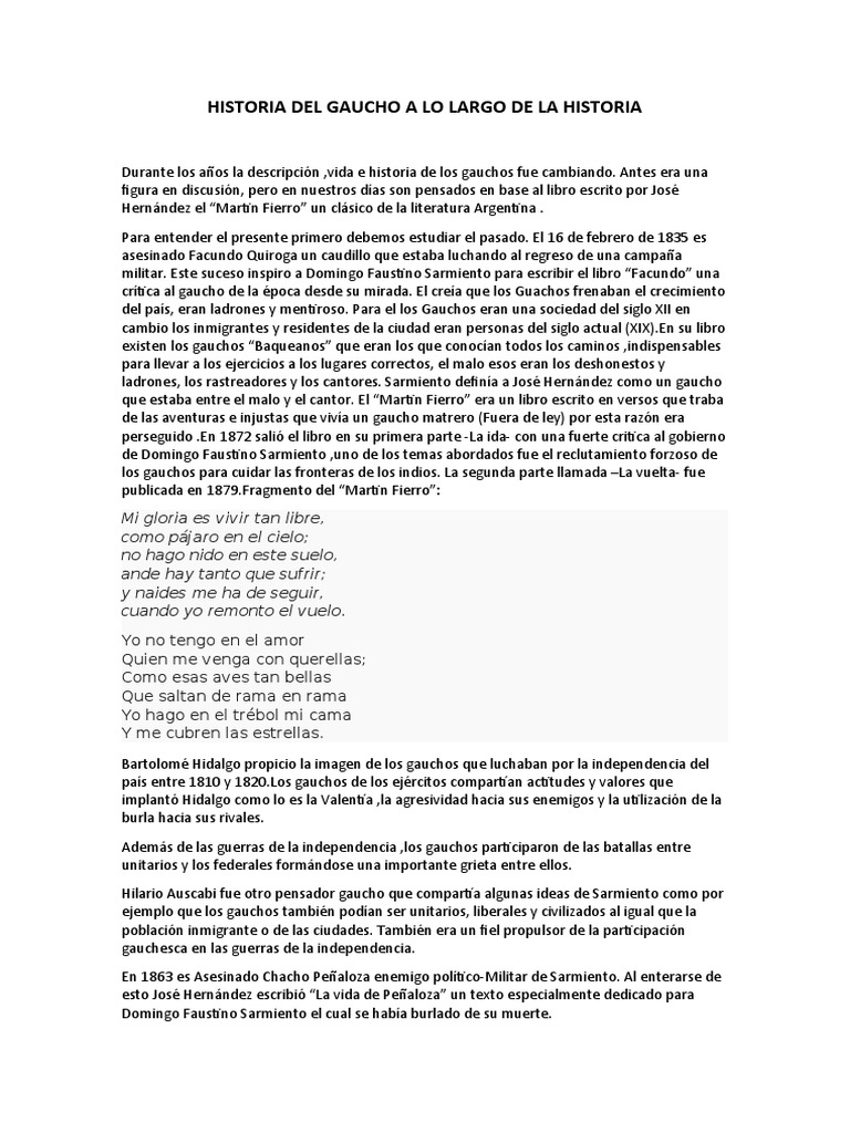 Historia Del Gaucho | PDF | Argentina | Agitación