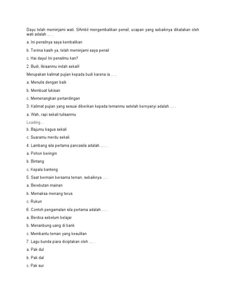 Contoh Soal Uts Tema 5 | PDF