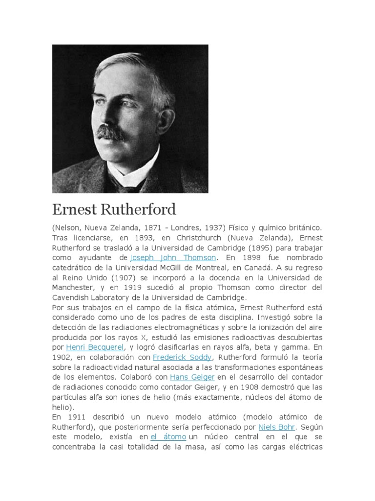Ernest Rutherford | PDF | Niels Bohr | Núcleo atómico