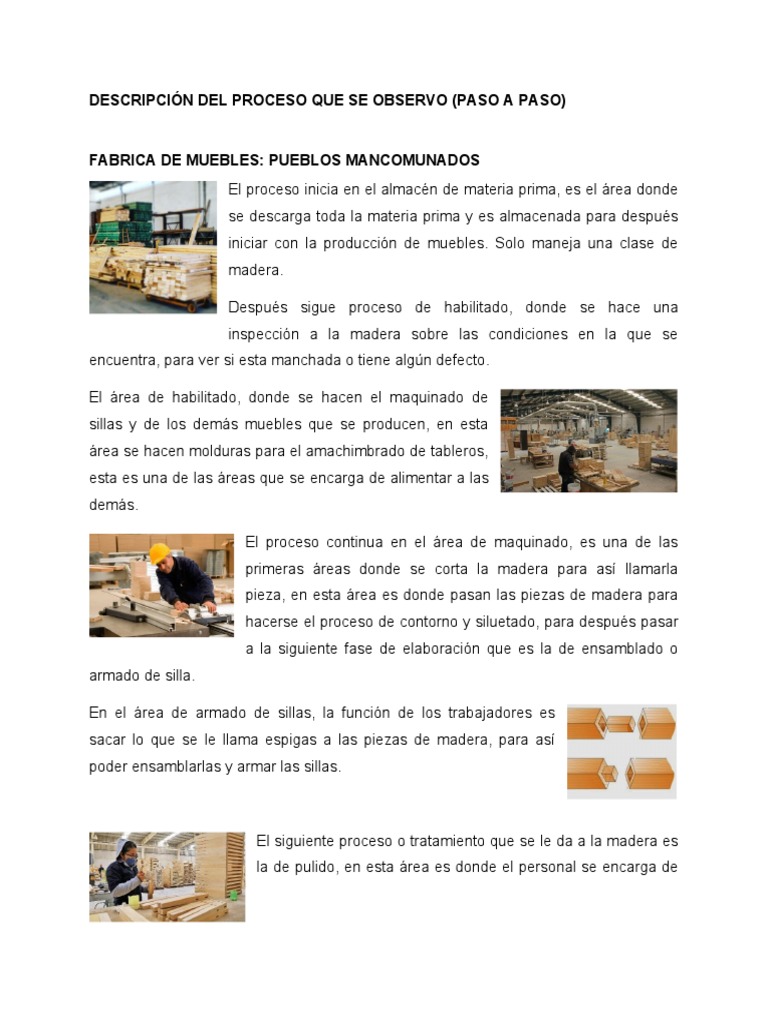 Descripción Del Proceso Que Se Observo | PDF | Madera | Mueble