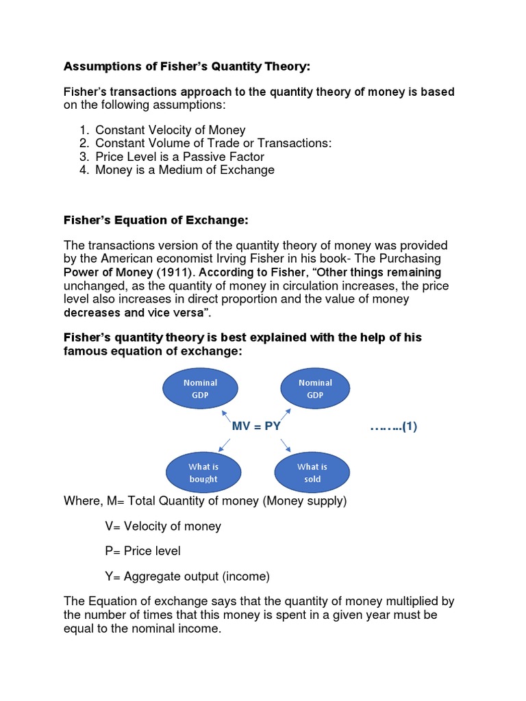 Quantity Theory of Money (Fisher) | PDF | Quantity Theory Of Money ...