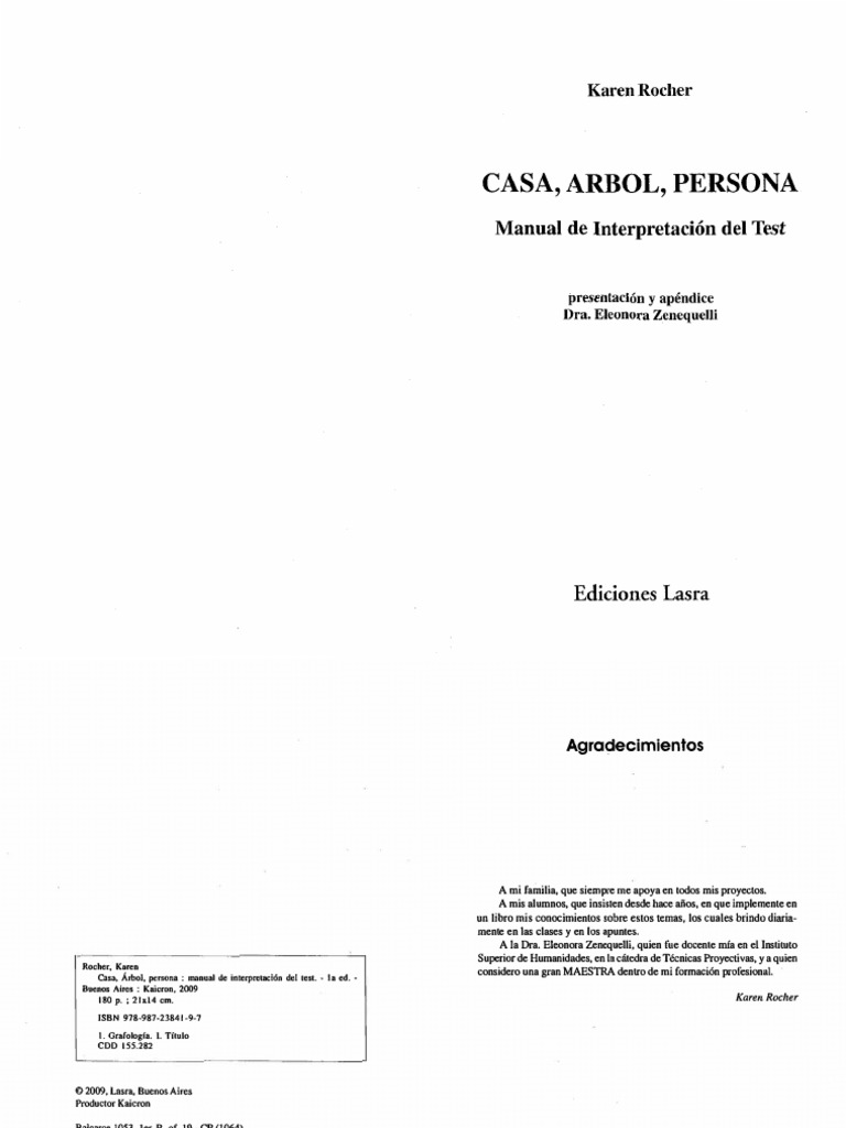Casa, Árbol, Persona. Manual de Interpretación Del Test by Karen Rocher ... Casa, Árbol, Persona. Manual de Interpretación Del Test by Karen Rocher ...