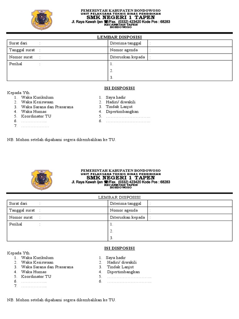 Lembar Disposisi | PDF