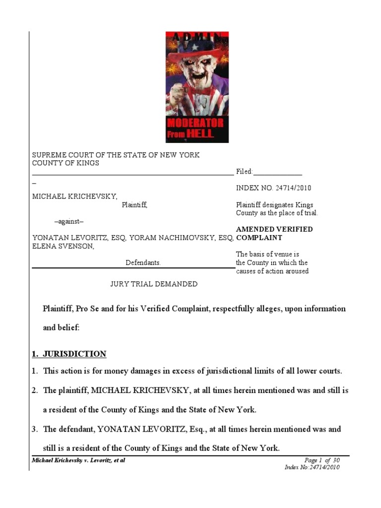 Krichevsky v. Levoritz: Legal Dispute Overview | PDF | Negligence | Damages