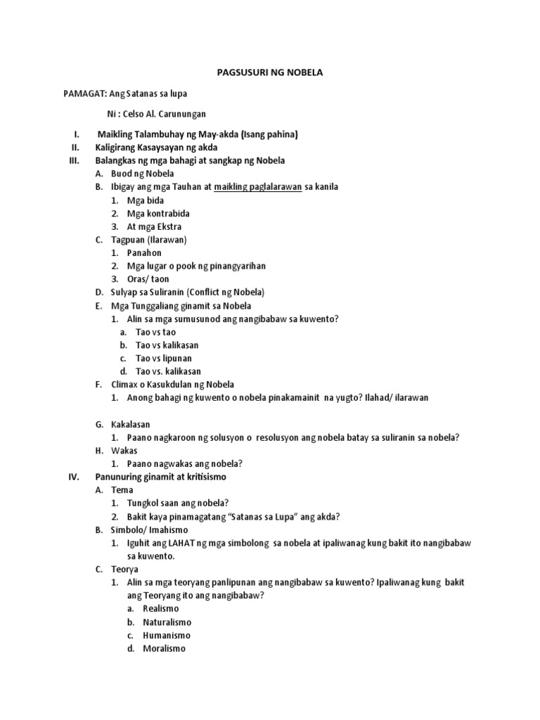Pagsusuri NG Nobela | PDF