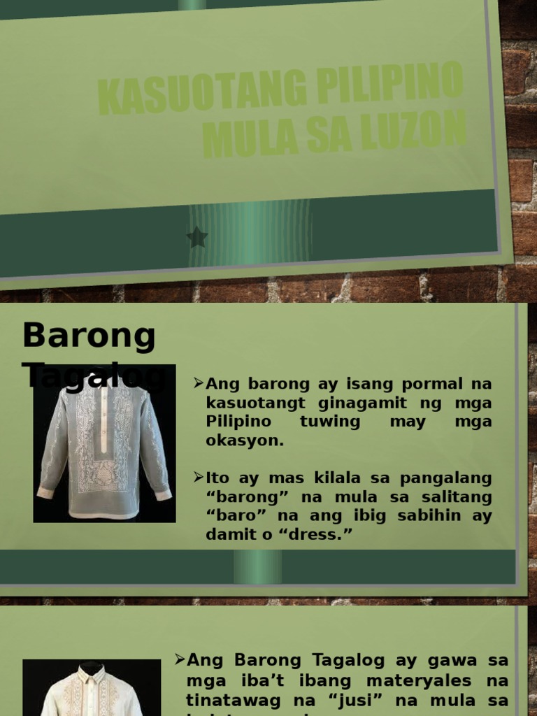 Pambansang Kasuotan Ng Pilipinas Barong At Saya