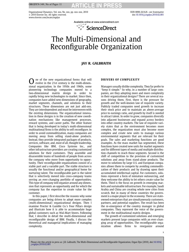 Multi-Dimensional Organizational Design | PDF | Procter & Gamble ...