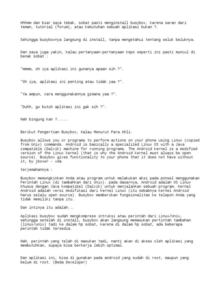 Pengertian Busybox Android | PDF