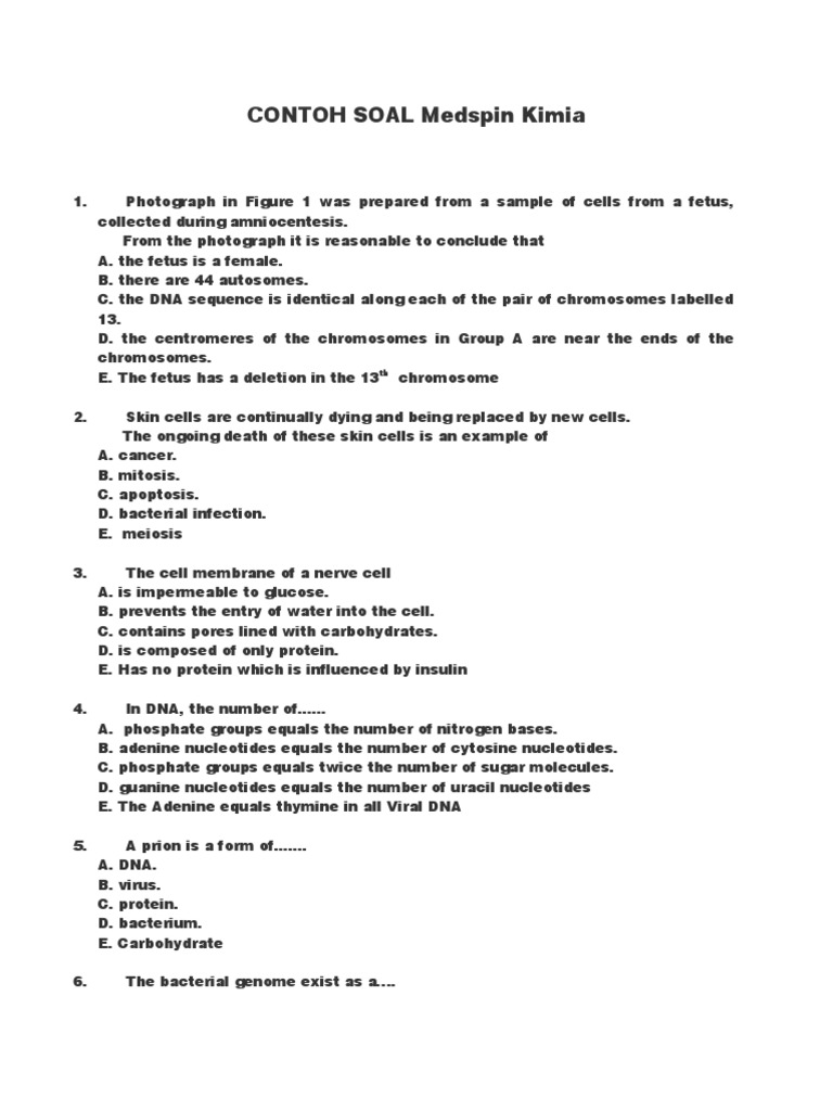 Contoh Soal Medspin Kimia | PDF | Dna | Cell (Biology)