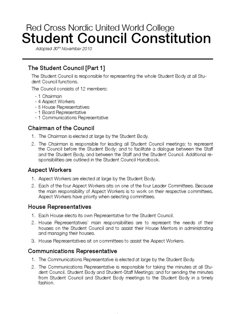 Student Council Constitution 2010 | PDF | Constitutional Amendment ...