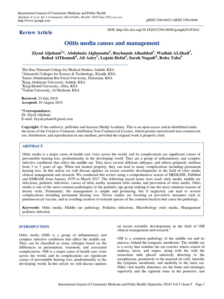 Otitis Media Causes and Management PDF | PDF | Otology | Clinical Medicine