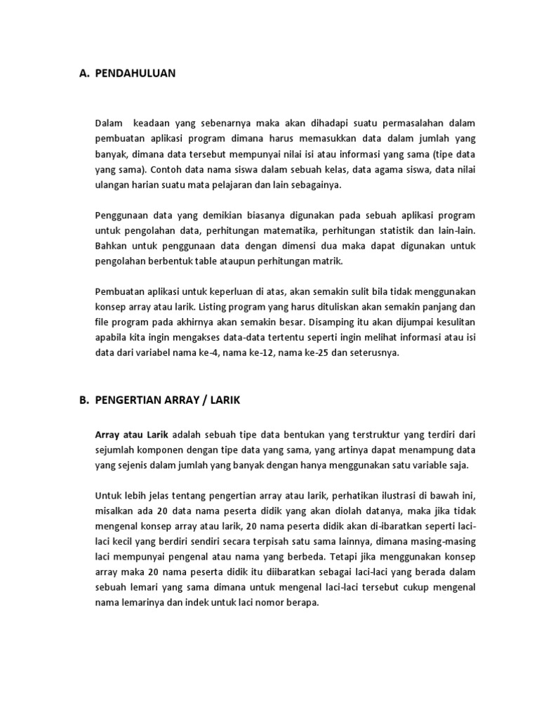 Panduan Lengkap Penggunaan Array dalam Pemrograman | PDF