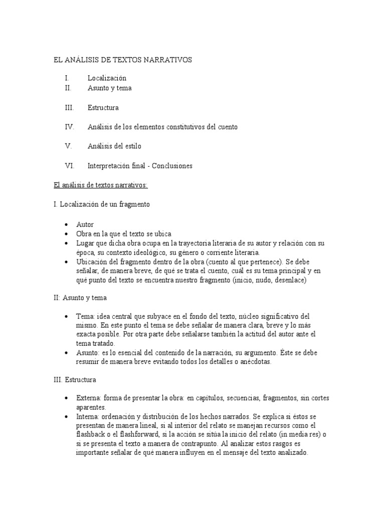 Guia para Analisis de Textos Narrativos | PDF | Narrativa | Narración