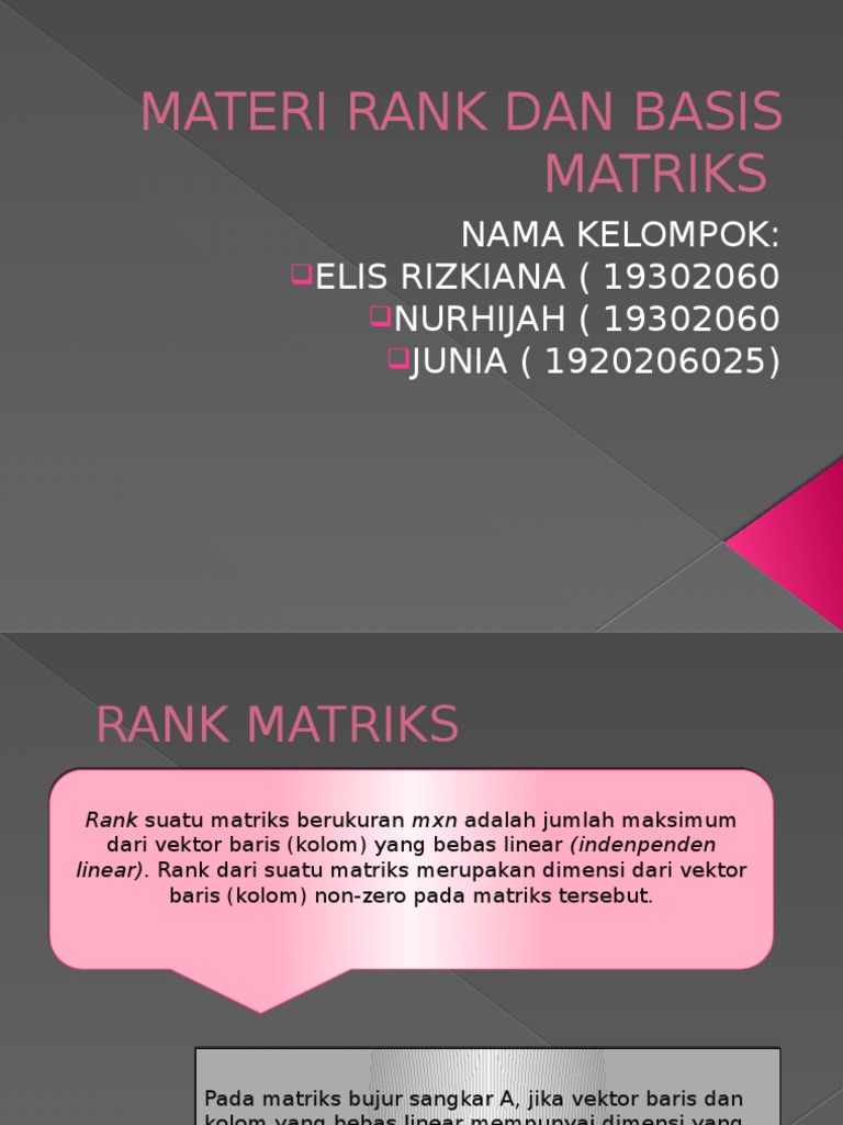Materi Rank Dan Basis Matriks | PDF