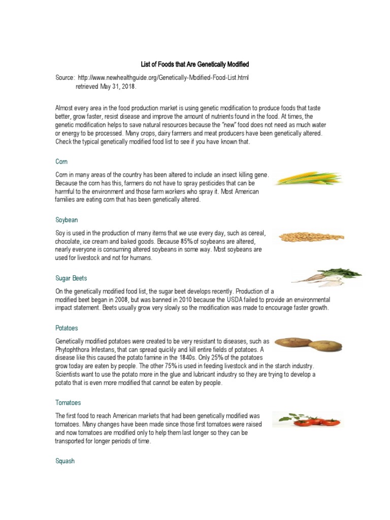 List of Foods That Are Genetically Modified | PDF | Genetically ...