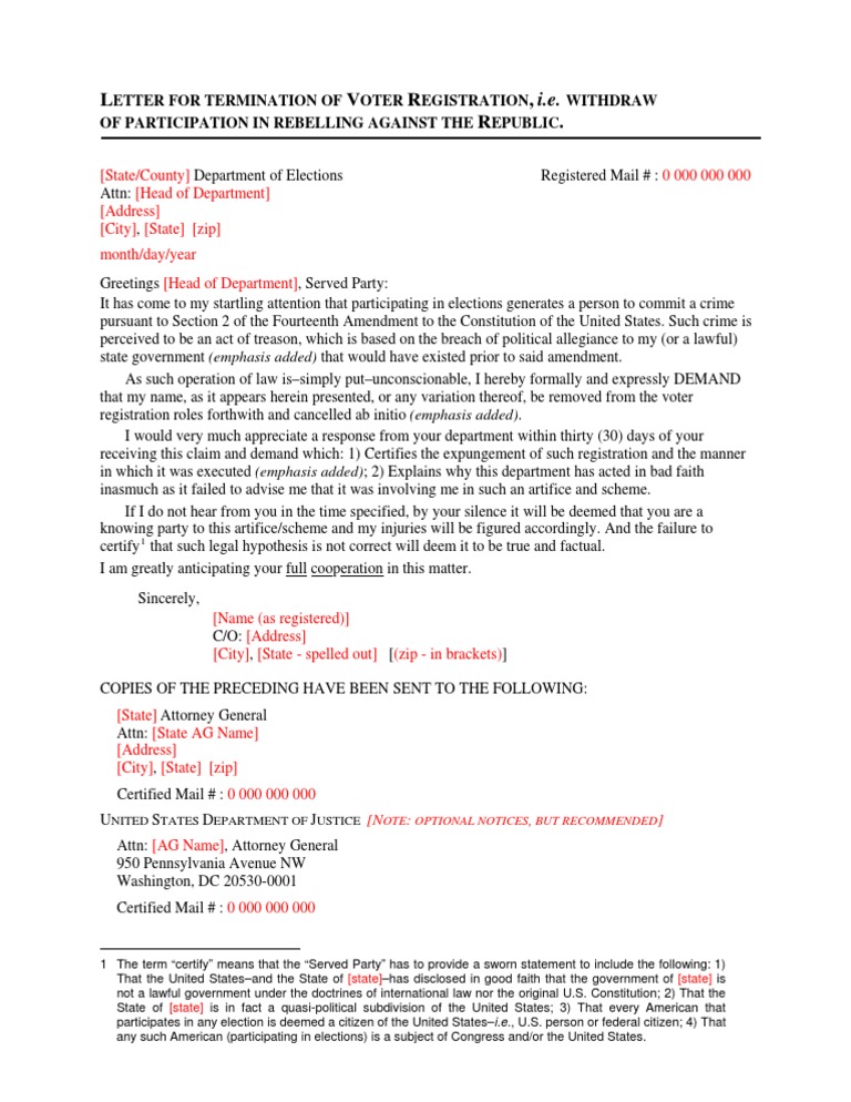Voter Registration Termination Request | PDF
