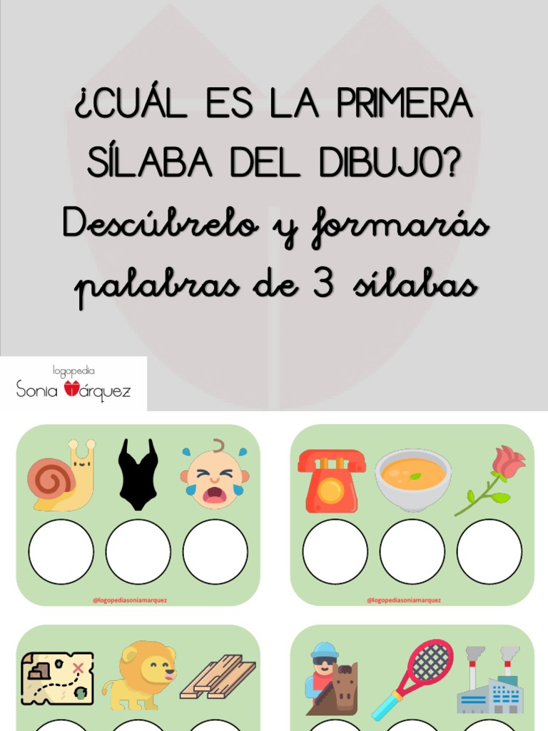 Primeras sílabas en dibujos educativos | PDF