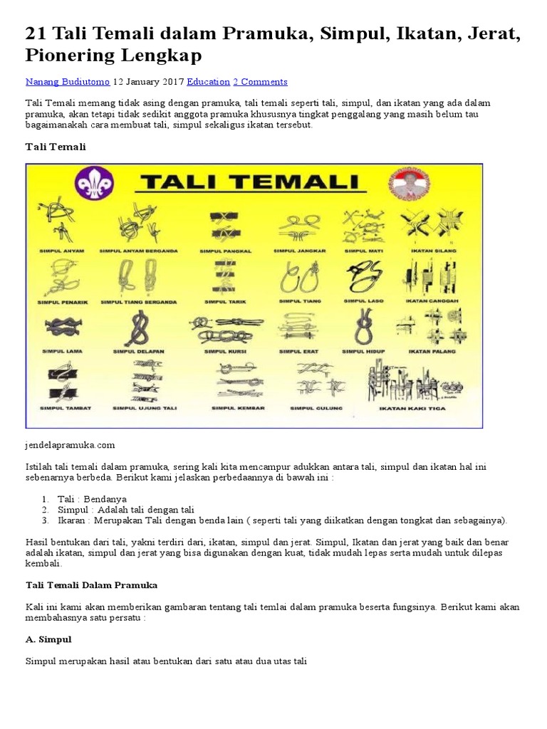 Panduan Simpul & Ikatan Pramuka | PDF