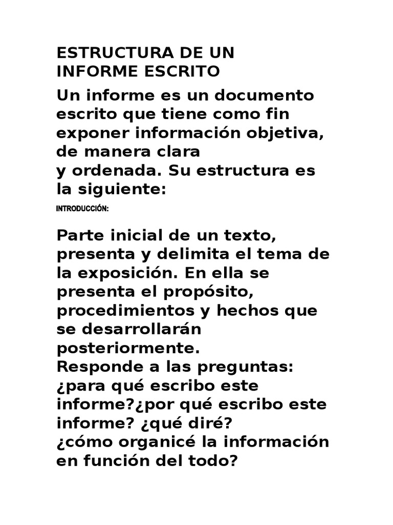 Estructura de Un Informe Escrito | PDF