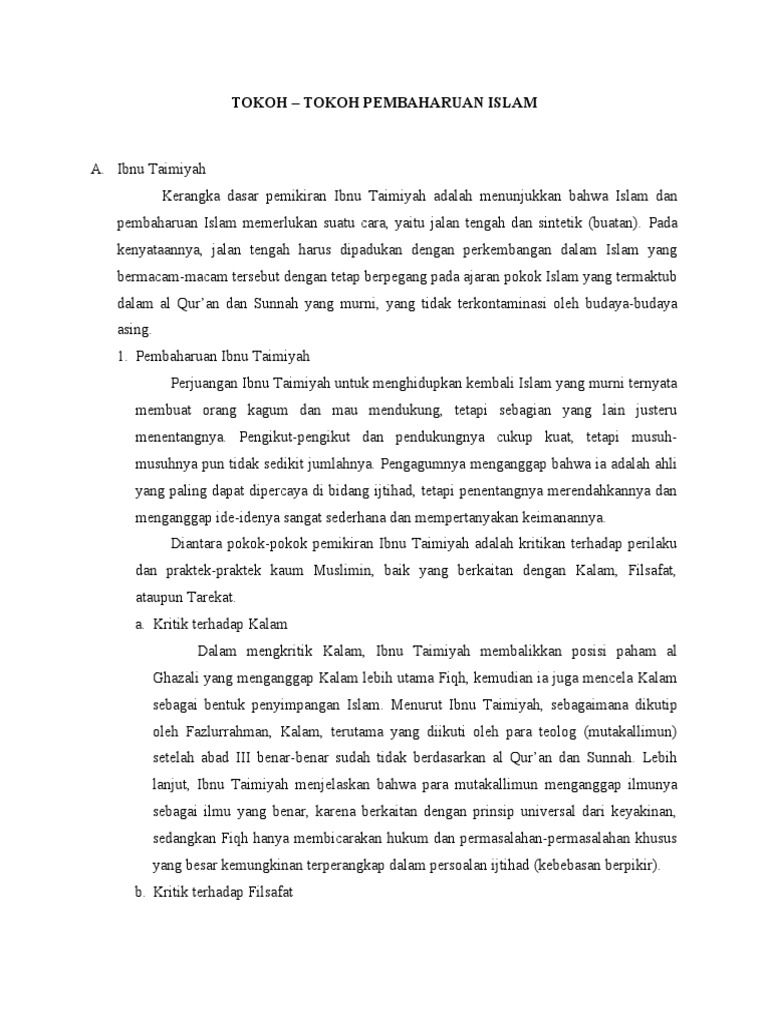 Tokoh Pembaru Islam: Ibnu Taimiyah | PDF | Filsafat | Agama & Spiritualitas