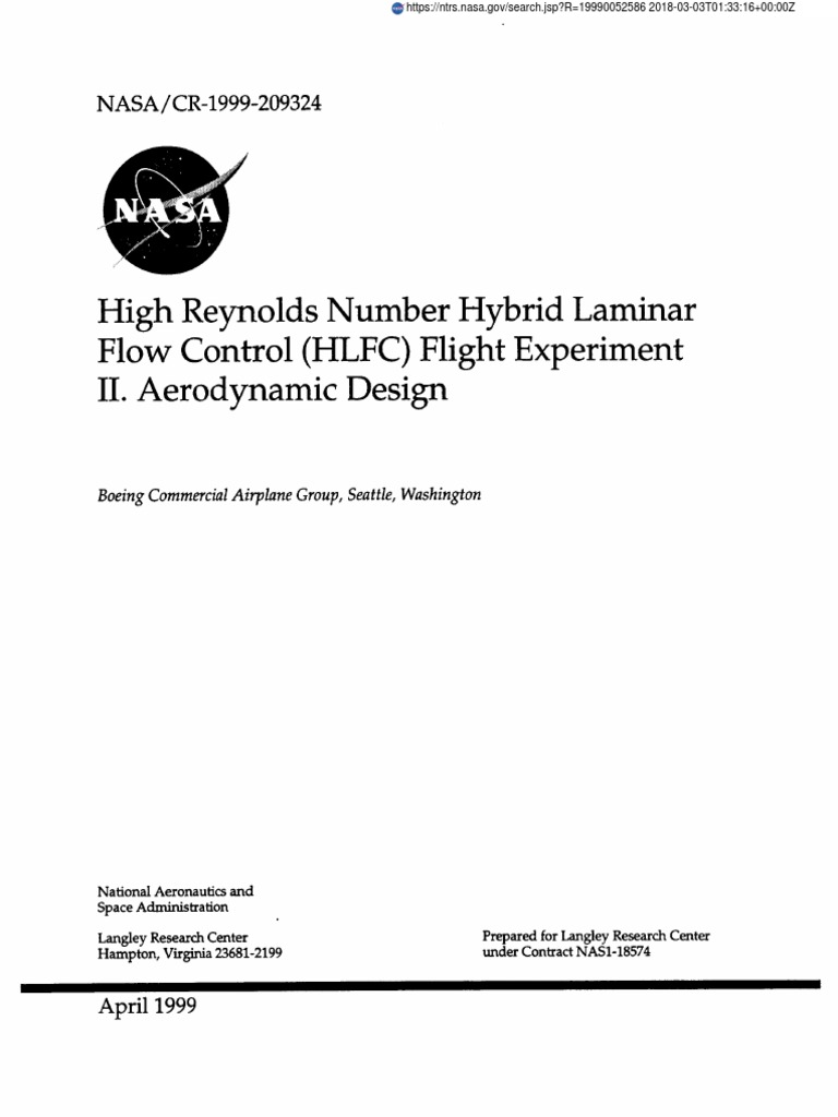 NASA - CR-1999-209324 - B757 HLFC & Slat Design - Boeing | PDF | Fluid ...
