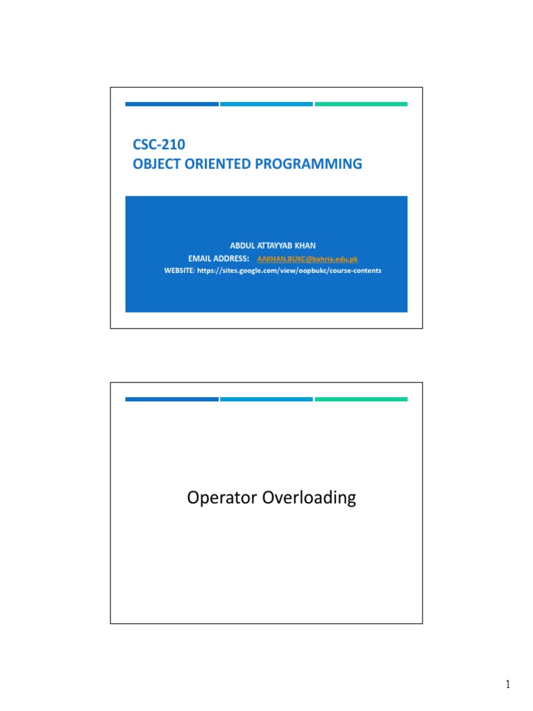 CSC-210 Lecture 04-Operator Overloading | PDF | Subroutine | Complex Number