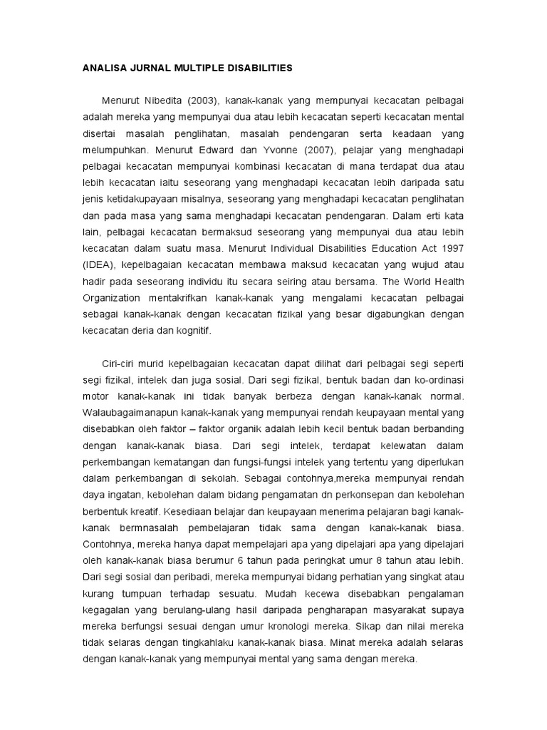 Ulasan Murid Kepelbagaian Kecacatan | PDF