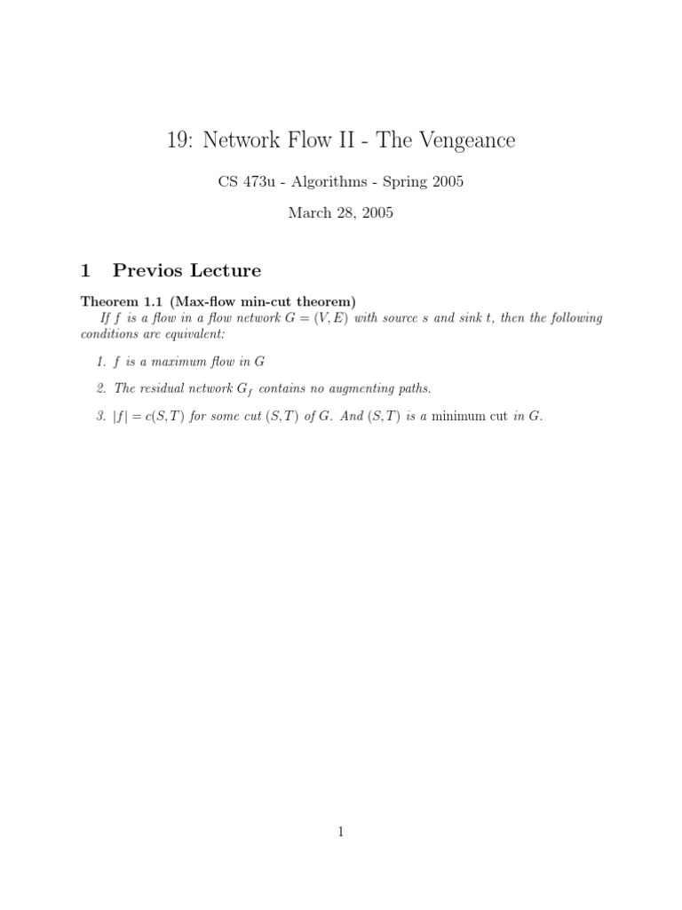Advanced Network Flow Algorithms | PDF | Operations Research | Discrete Mathematics